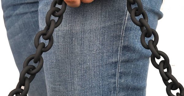 Metal Chain Handle and Strap in Black Matt Finish